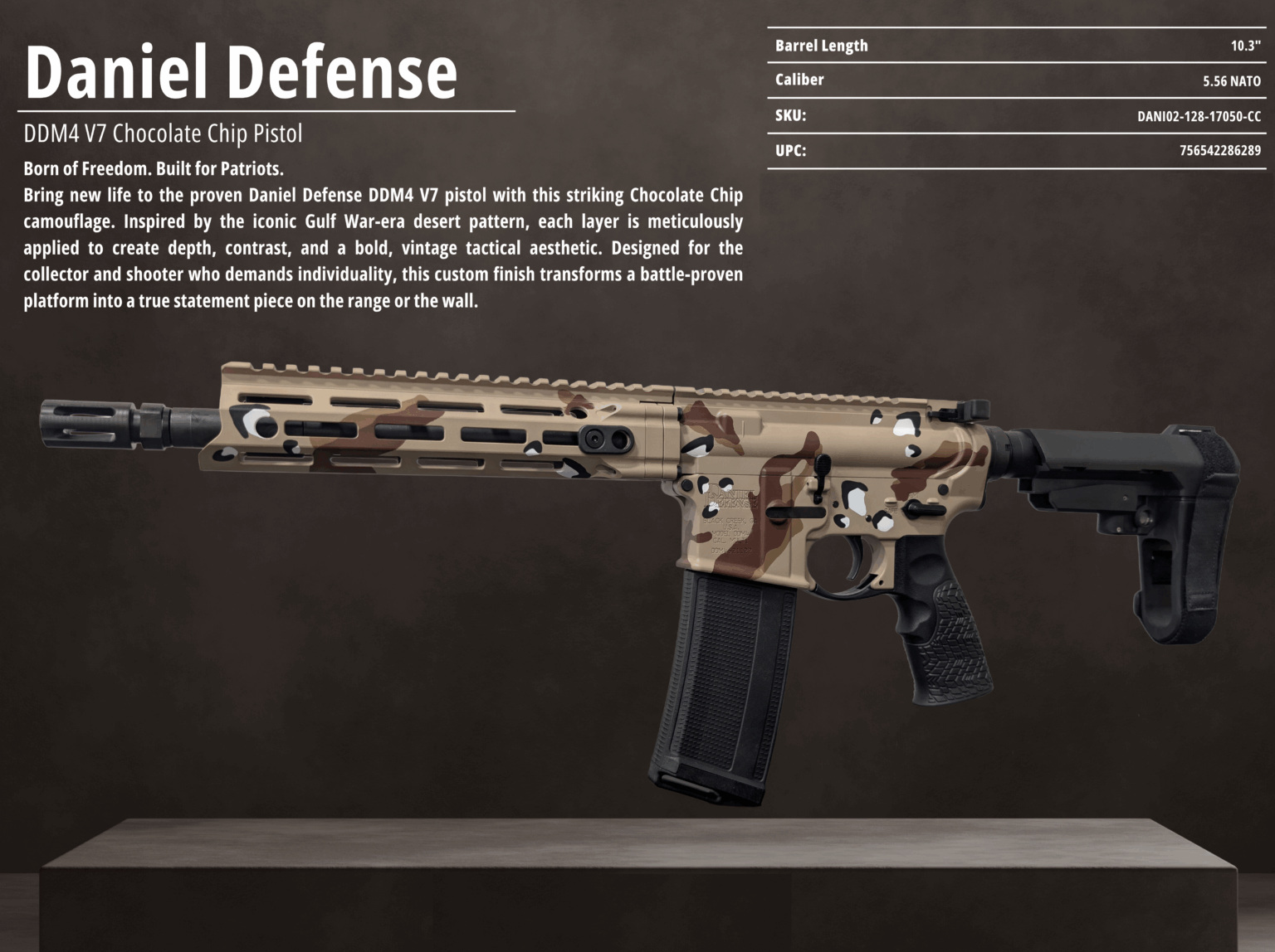 Daniel Defense DDM4V7P Chocolate Chip AR Pistol - Firearms Direct Club