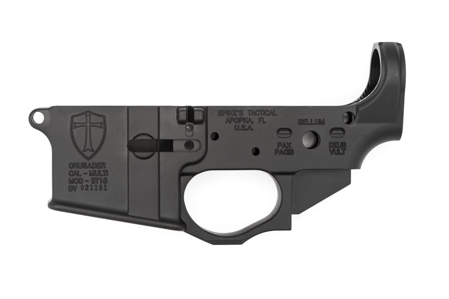 SPIKES TACTICAL STRIPPED LOWER RECEIVER MULTI CAL, CRUSADER LOGO ...